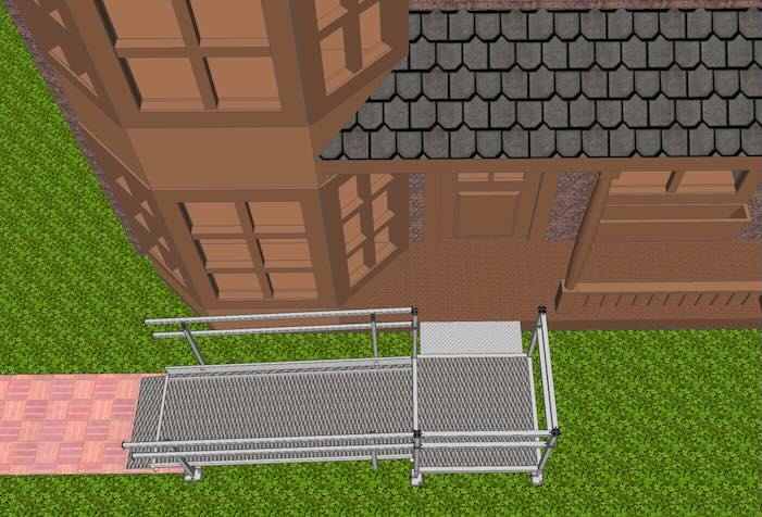 Modular Wheelchair Ramp Kit with Platform and Double Handrails (1080mm ...